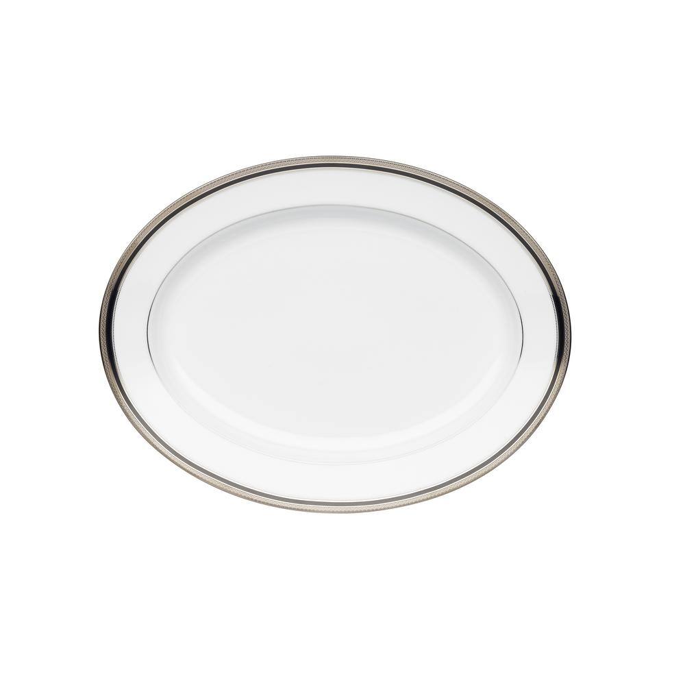Noritake Austin Platinum 14in. White/Black Porcelain Oval Platter 4360 ...