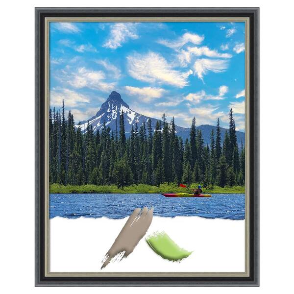 Amanti Art Theo Black Silver Wood Picture Frame Opening Size 22 x 28 in. A38868298252 The Home Depot
