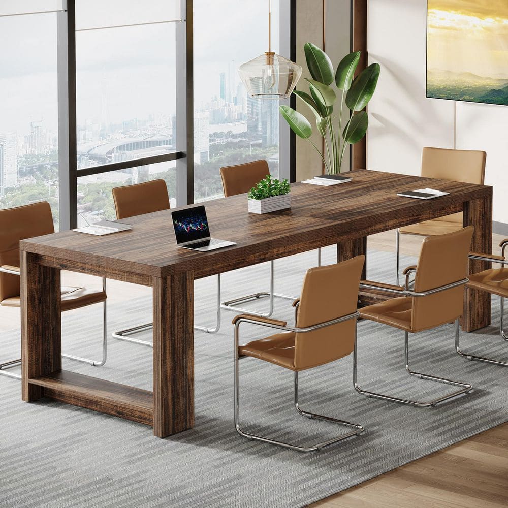 TRIBESIGNS WAY TO ORIGIN Halseey 86.6 in. Rectangular Rustic Brown Wood ...