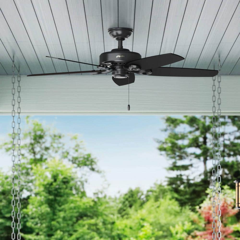 Hunter Builder Elite 52 in. Indoor/Outdoor Matte Black Ceiling Fan For ...