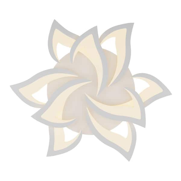 aiwen Modern 30.11 in. Flower Shape LED Flush Mount Acrylic Leaf Petals ...
