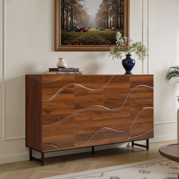 Noble House Eighth Walnut Wood Modern Art Buffet 59 in. W Sideboard ...