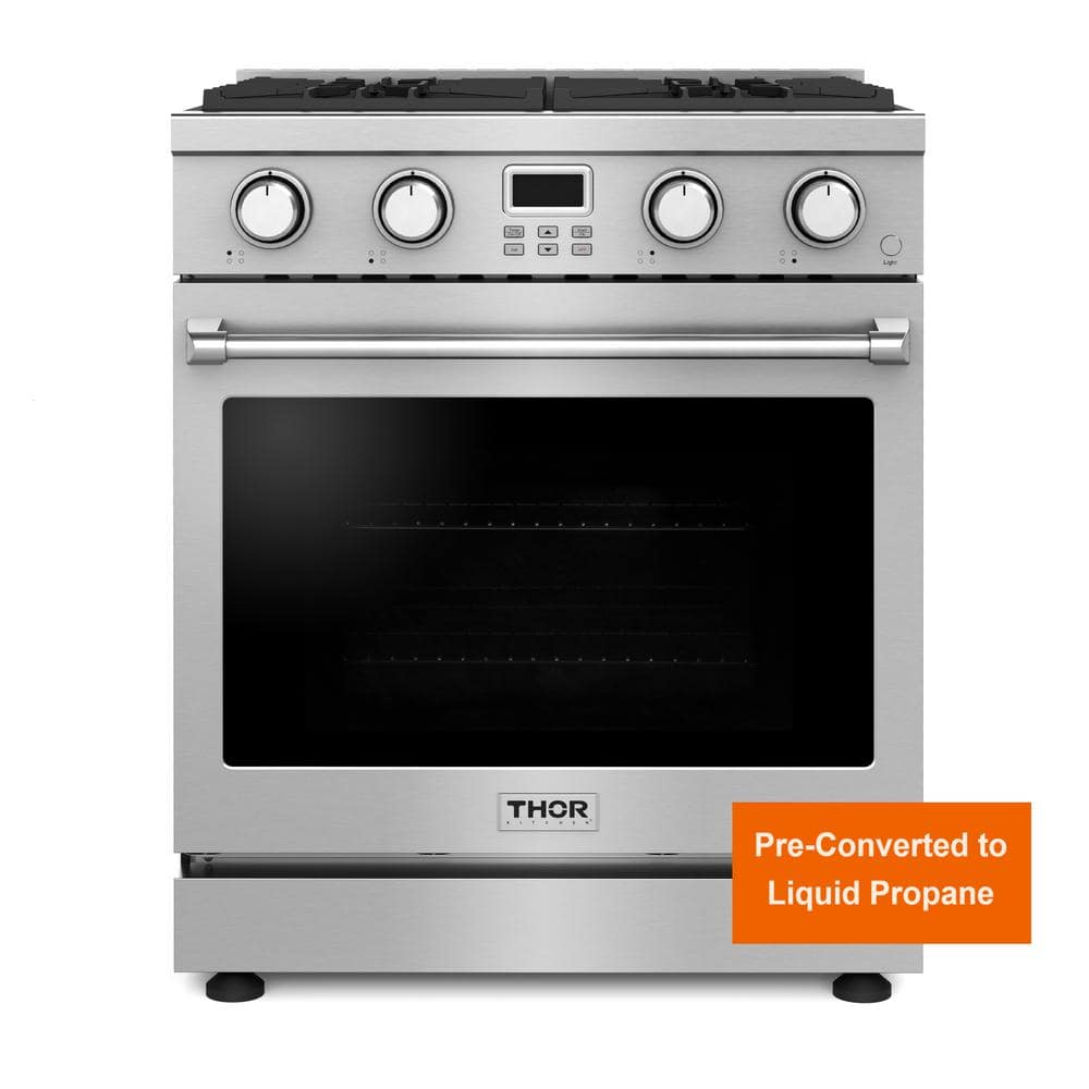 Thor Kitchen Pre-Converted A Series 30 in. 4-Burners Free-Standing ...