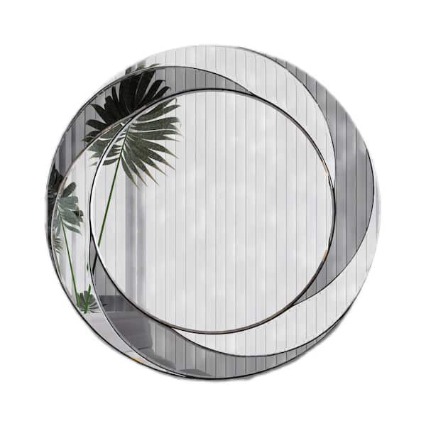 CONGE IMPORT LLC Silver and Grey 24 in. W x 24 in. H Modern Round MDF ...