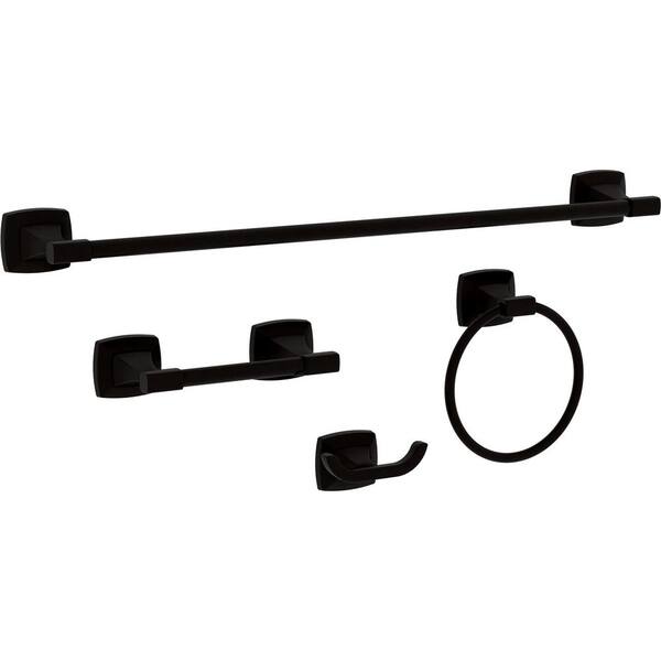 Delta Portwood 4 Piece Bath Hardware Set With 24 In Towel Bar Toilet