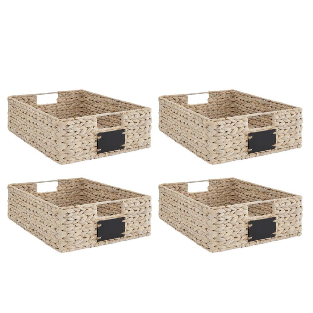 Beige 12 in. x 5 in. Polyethylene Decorative Basket Set of 4 with ...