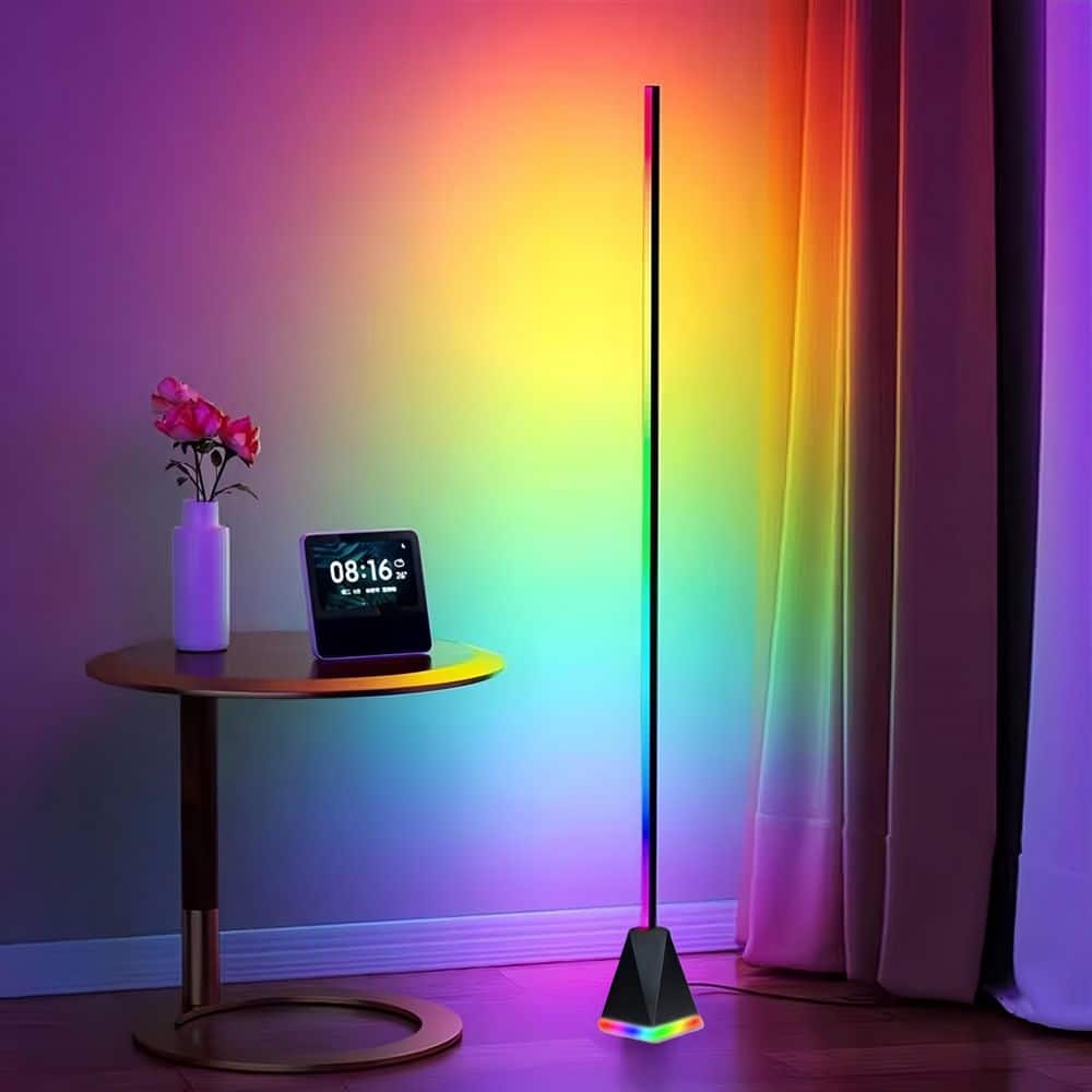 KOAOEIRS 48 in. Black RGB LED Standard Floor Lamp with Smart APP ...