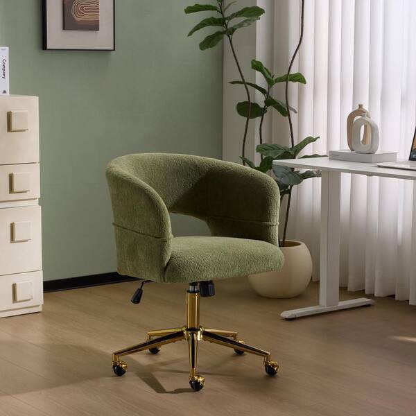 Karl home Velvet Fabric Rotatable Task Chair in Green with Circle ...