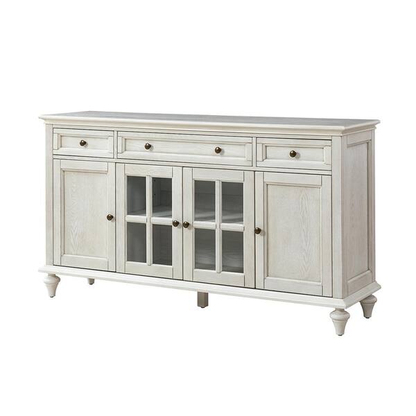 JAYDEN CREATION Nikolaj White 58 in. W 3 Drawer Sideboard with Solid ...