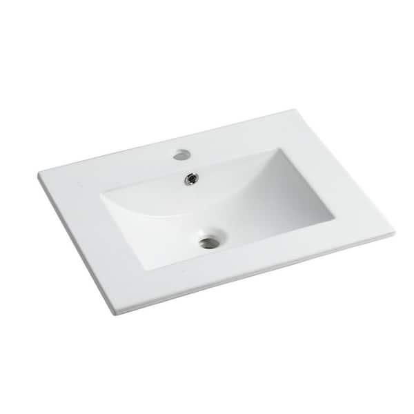 Reviews for Logmey 24 in. W x 20 in. D Ceramic White Rectangular Single ...