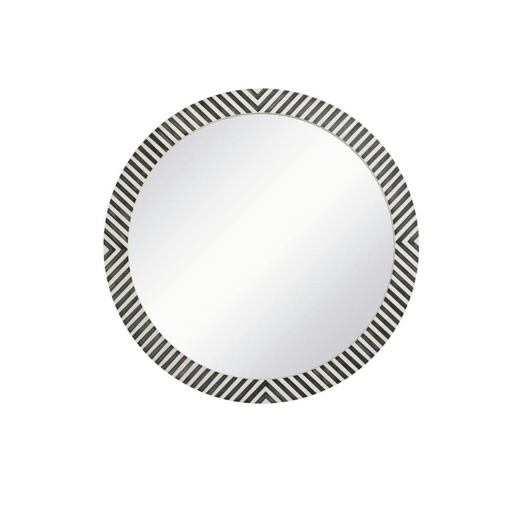 Medium Round Chevron Contemporary Mirror (36 in. H x 36 in. W ...