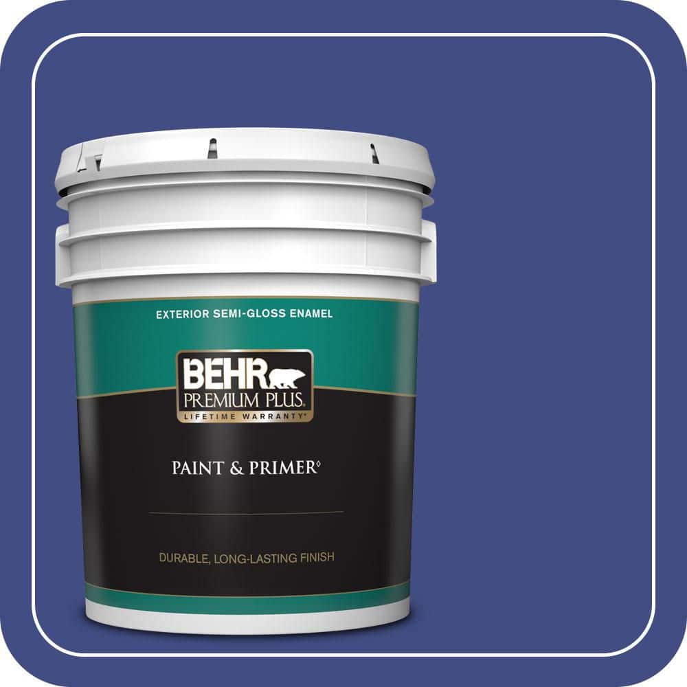 BEHR PREMIUM PLUS 5 gal. #MQ5-48 Boudoir Blue Semi-Gloss Enamel ...