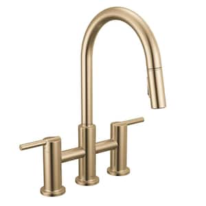 Delta Nicoli Double Handle Bridge Kitchen Faucet in Stainless 39876LF ...