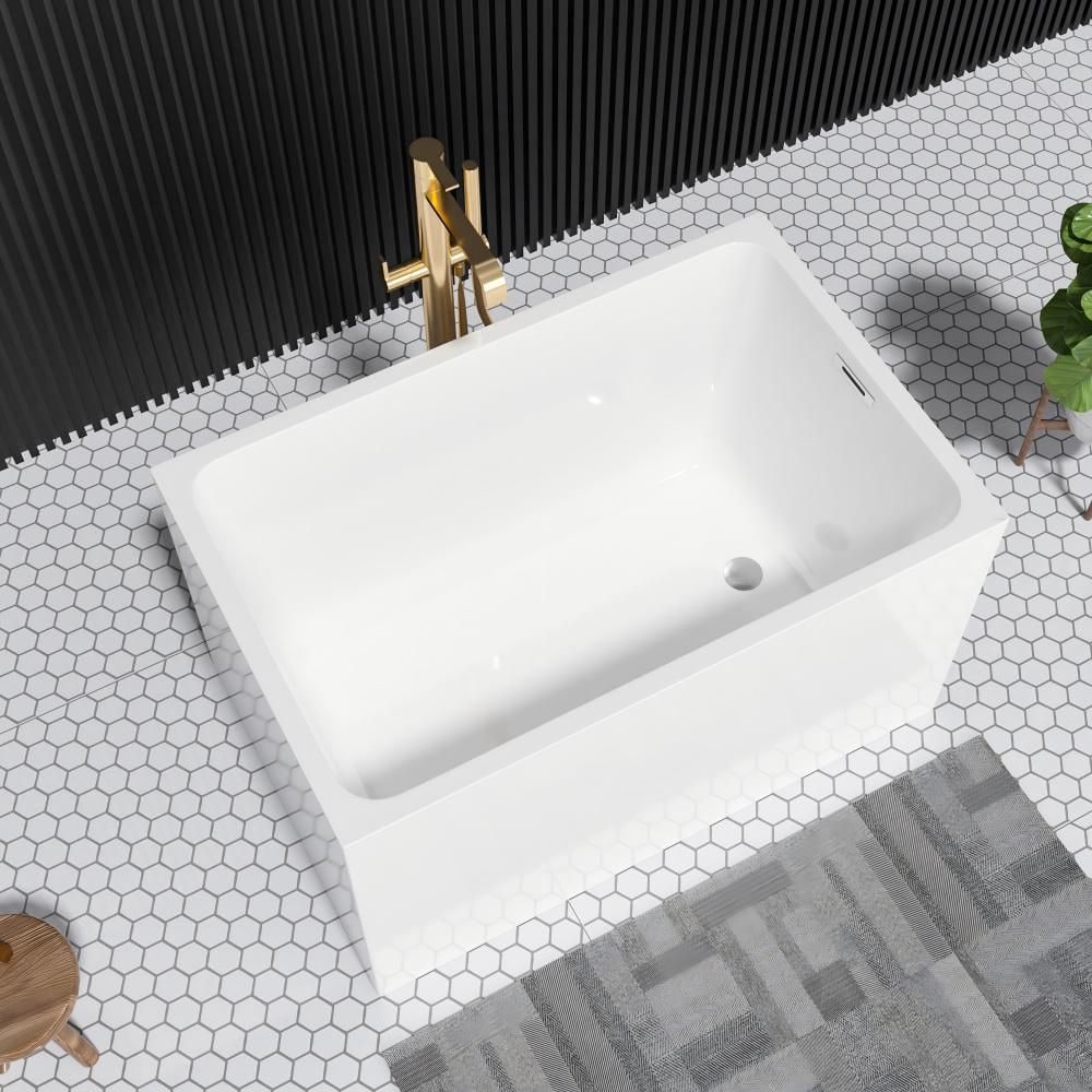 WetBase 43 in. x 28 in. Acrylic Freestanding Bathtub Rectangle Shape ...