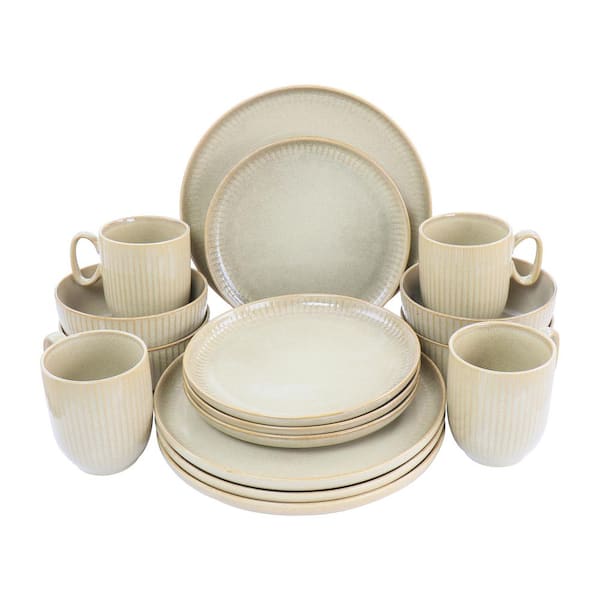 GIBSON ELITE Blaise 16-Piece Beige Stoneware Dinnerware Set 985116875M ...