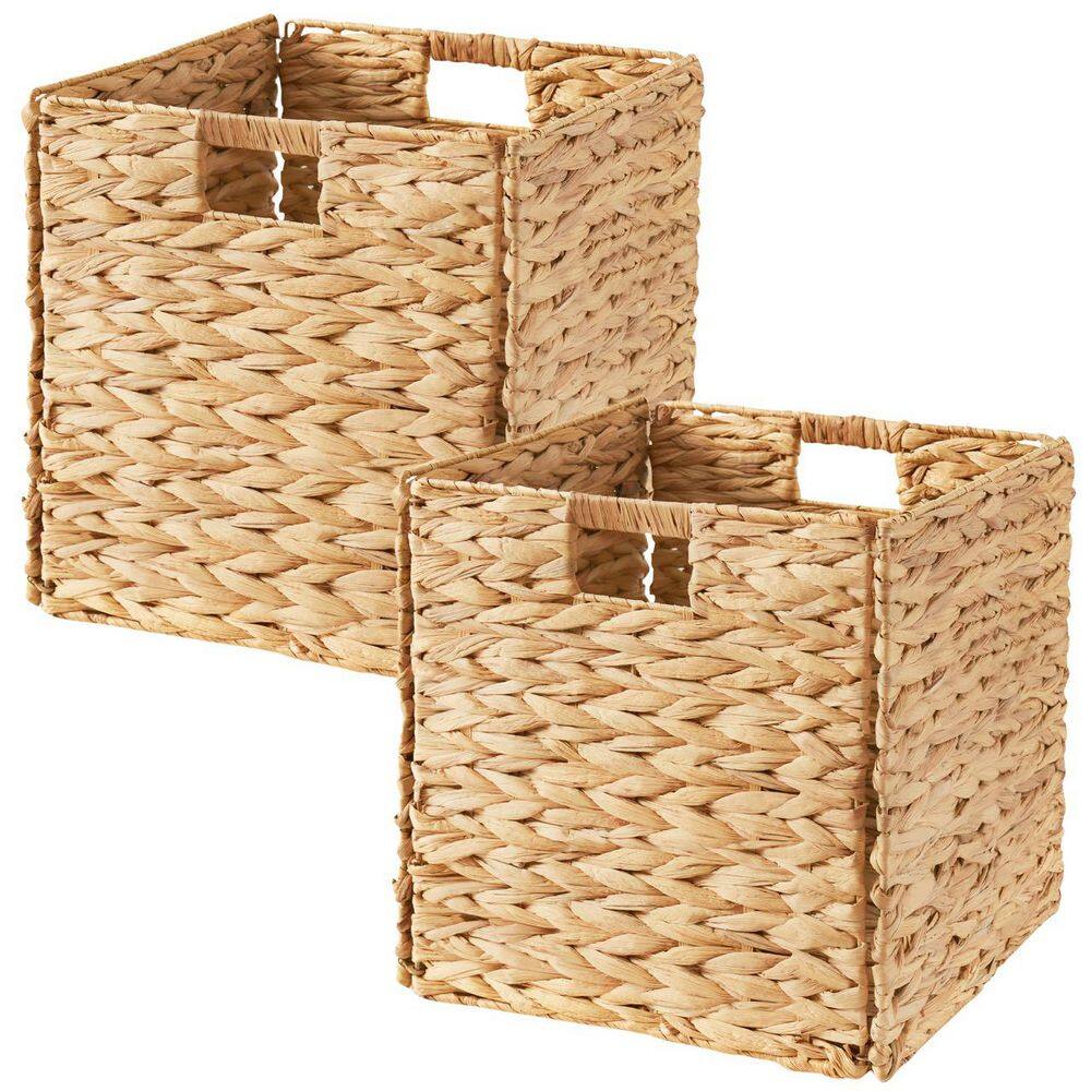 Ornavo Home Natural Brown, 10.5 in. x 10.5 in. Water Hyacinth Wicker ...