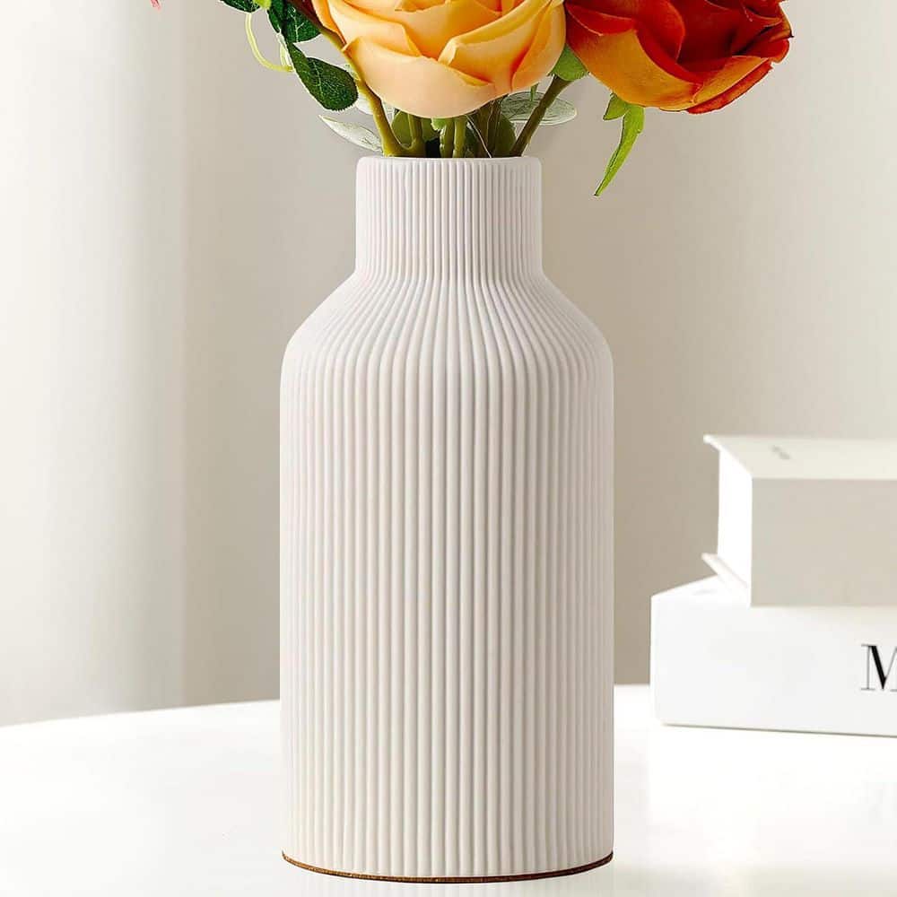 8.2 in. White Ceramic Decorative Vase YJ00625 - The Home Depot