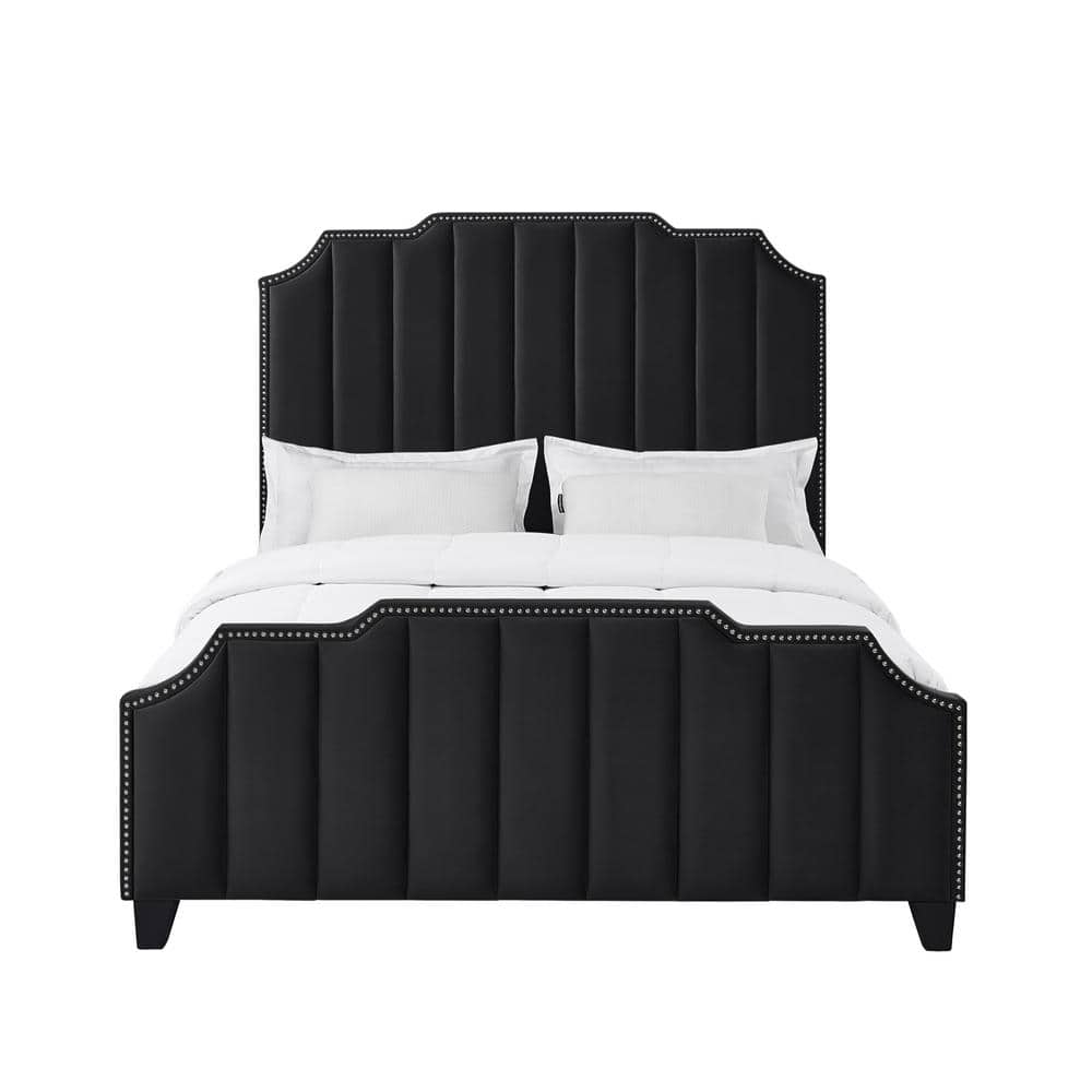 Inspired Home Aizen Black Bed Frame Material Wood King Size Platform ...