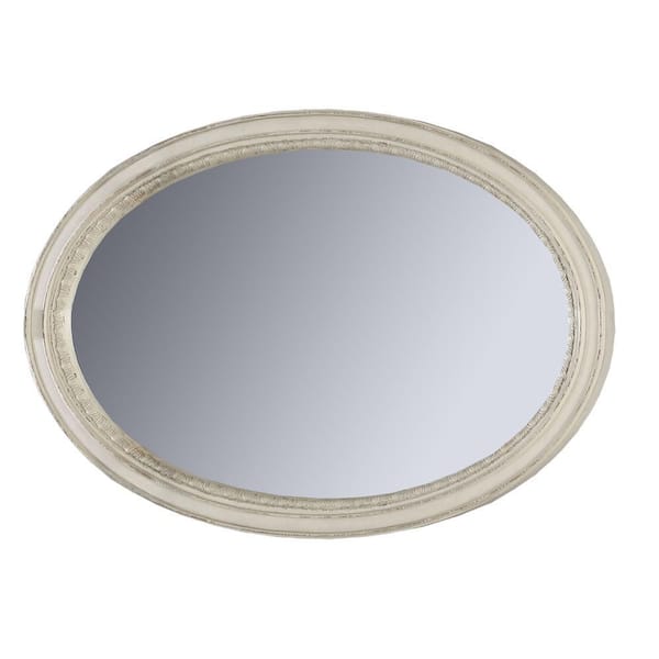 Benjara 37 in. x 1.5 in. Oval Wooden Frame White Wall Mirror BM235432 ...