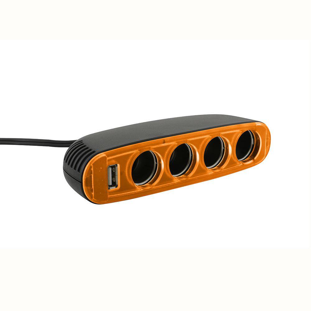 Armor All 12-Volt Quad Socket with USB Port AVT8-1003-BLK