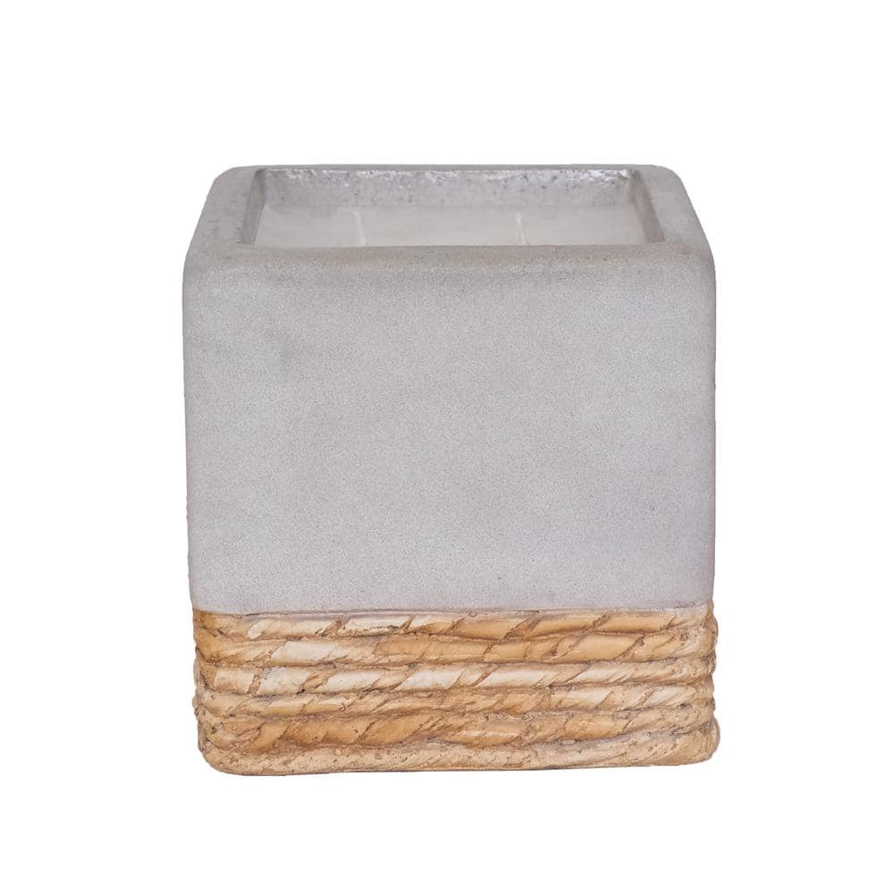 MPG (Set of 2) Cement Square Twisted Seagrass Citronella Candle with ...