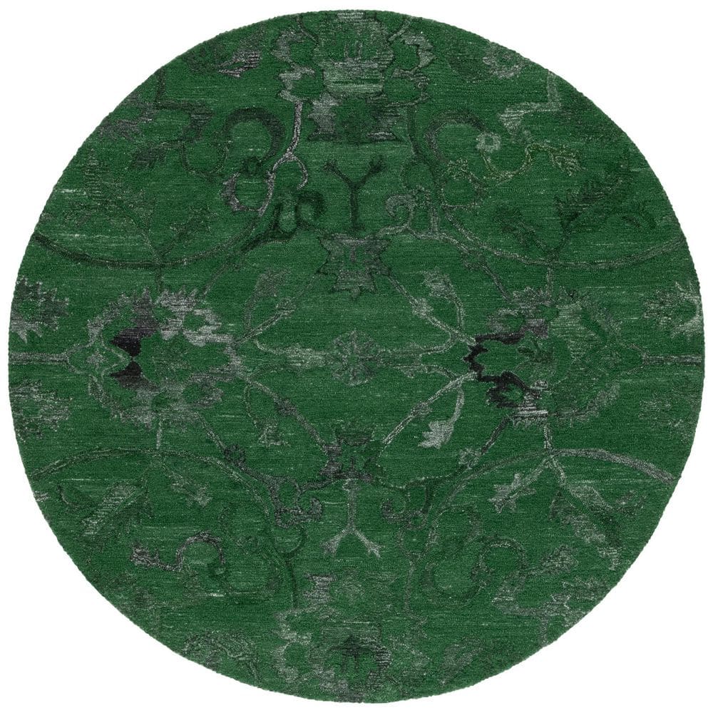 SAFAVIEH Anatolia 6 ft. x 6 ft. Dark Green Traditional Garden Round ...