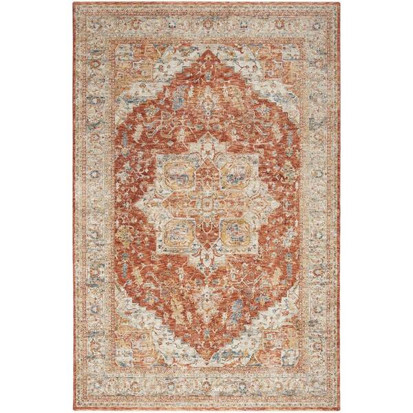 Nourison Sahar Ivory/Multi 9 ft. x 13 ft. Floral Vintage Traditional ...