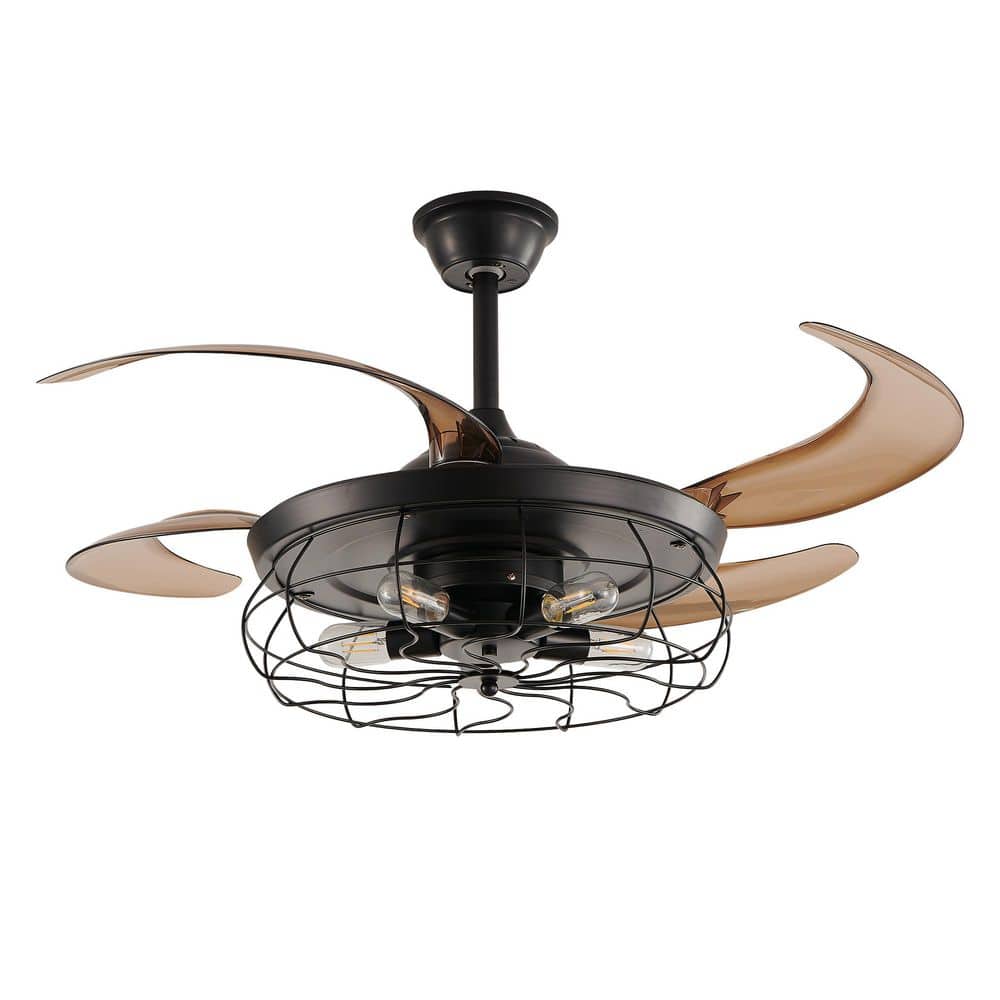 GMGSROM Fashion Ceiling Fan with Light 48 in. 5-Light Black Flush Mount ...
