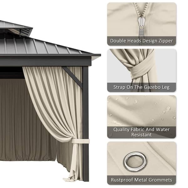 Kimunuk 10 ft. x 13 ft. Universal Outdoor Privacy Curtains, Gazebo ...