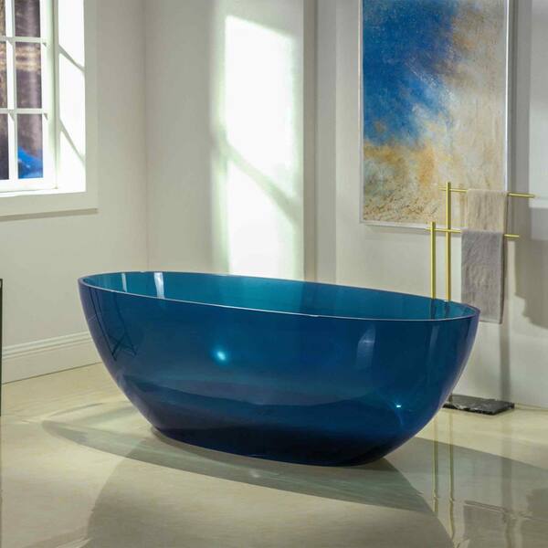 WOODBRIDGE 63 in. x 28.25 in. Solid Surface Stone Resin Freestanding ...