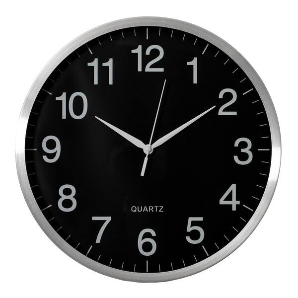 CLOCKSWISE 16 in. Round Quartz Wall Clock Non-Ticking Battery Operated ...