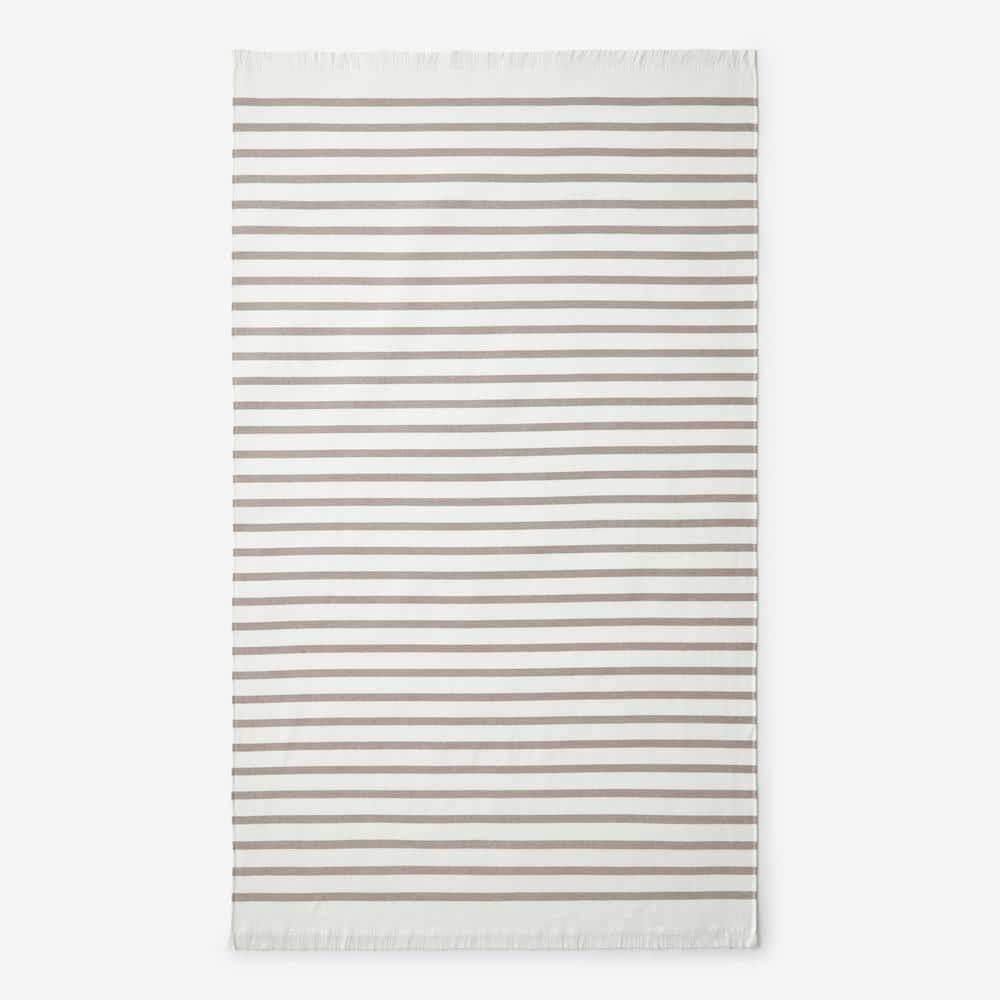 The Company Store Hammam Narrow Stripe Cotton Taupe Beach Towel 59102 ...