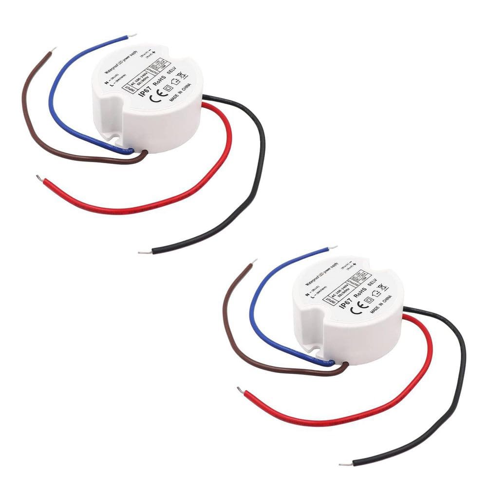 12V LED Power Supply Driver 15W 2-Pack, IP67 Waterproof Transformer ...