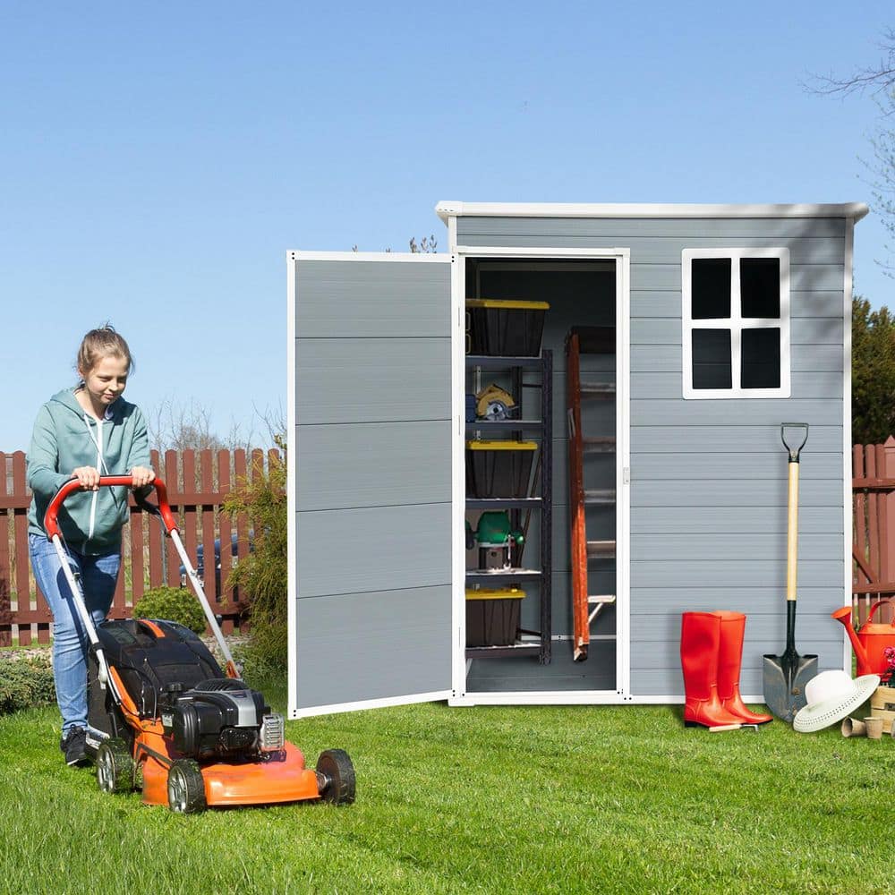 5ft. W x 3ft. D Resin Outdoor Storage Shed Garden Sheds,with Floor and ...