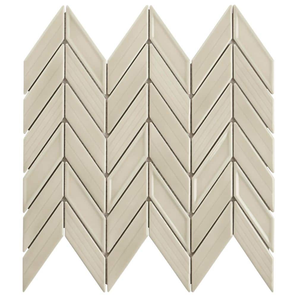 Ivy Hill Tile Medley Chevron Celadon Green 4 in. x 0.35 in. Glossy ...