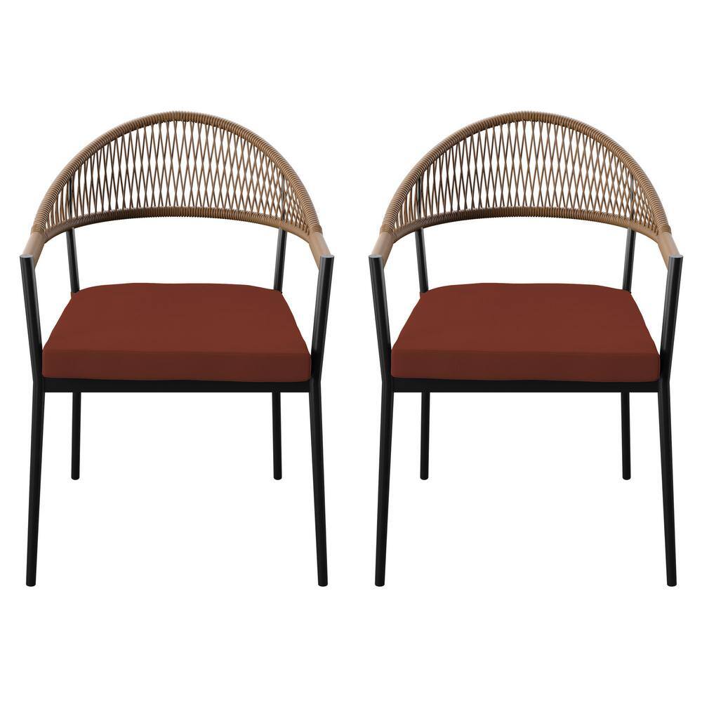 TK CLASSICS Outdoor Dining Armchairs with Terracotta Cushions (Set of 2 ...