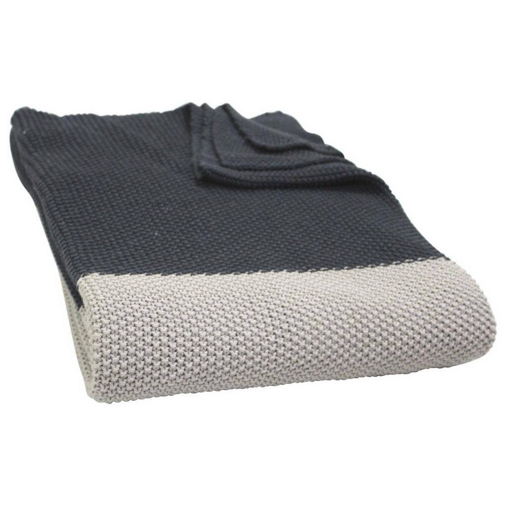 Montclair Stripe Moss in Natural Beige Soft Cotton Knit Throw 50 in. x ...