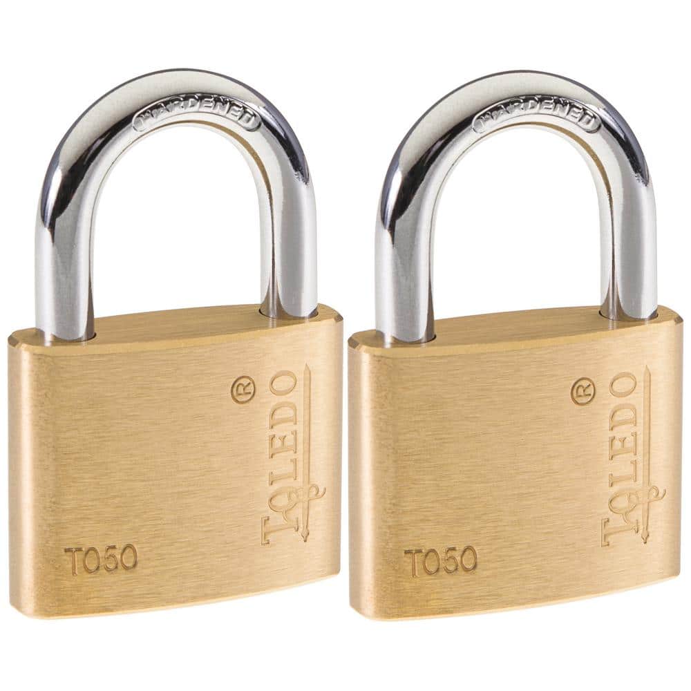 TOLEDO Brass Keyed Padlock (2-Pack) TO50KA2 - The Home Depot