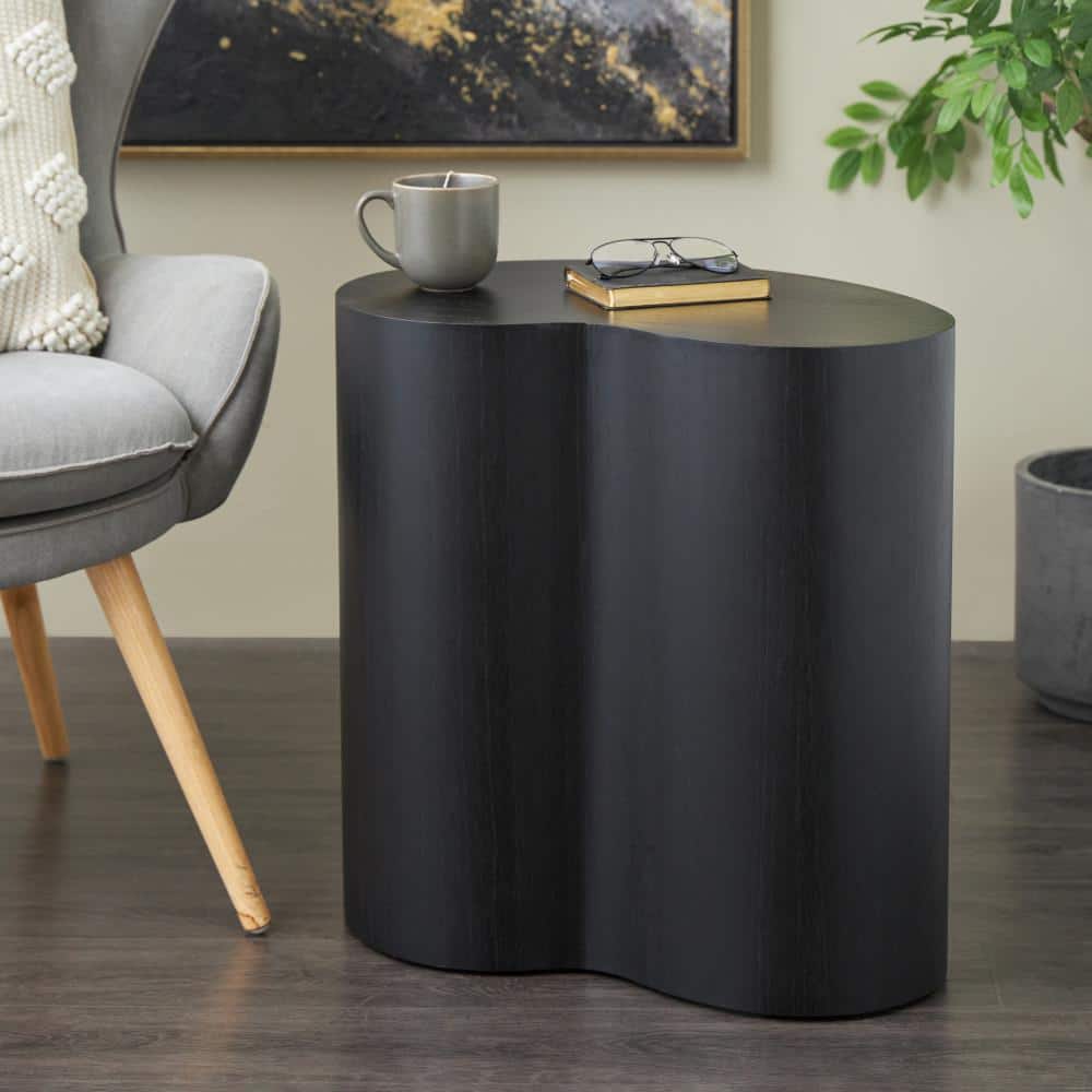 Litton Lane Caspian 22 in. Black Heart Shaped Wood End Table 047207 ...