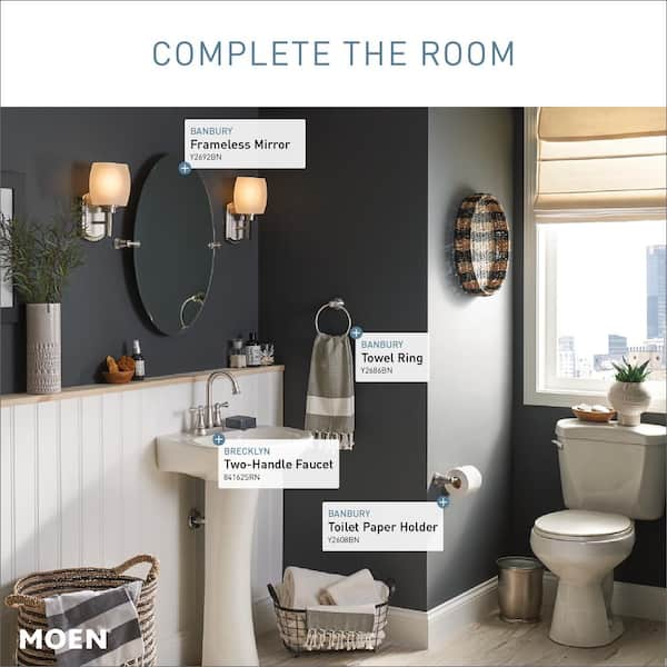 MOEN Banbury 23 in. W x 26 in. H Oval Frameless Tilt Wall Bathroom ...