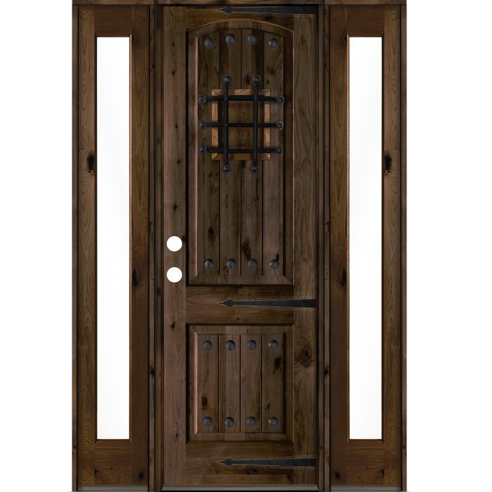 Krosswood Doors 58 in. x 96 in. Mediterranean Knotty Alder Right-Hand ...