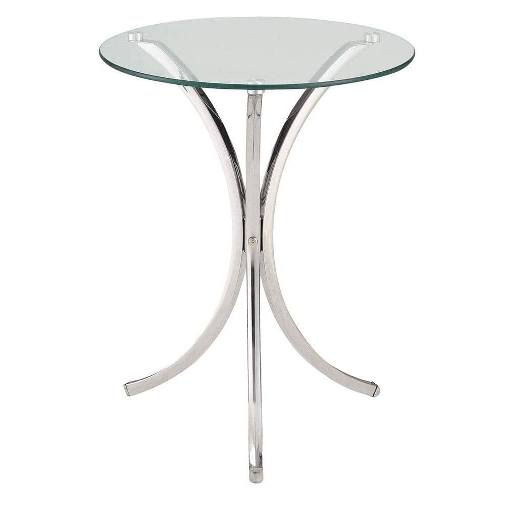 Benjara Modish Silver And Clear Metal Accent Table with Glass Top ...