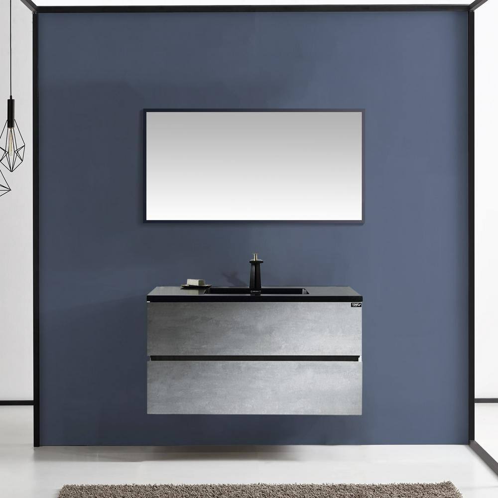 Satico 19 in. D x 20 in. H Wall-Mounted Bathroom Vanity in Cement Gray ...