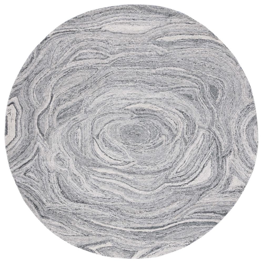 SAFAVIEH Abstract Dark Gray/Black 6 ft. x 6 ft. Floral Eclectic Round ...