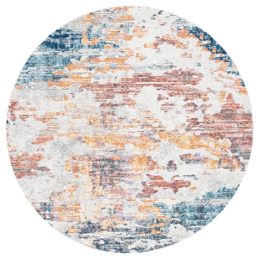 SAFAVIEH Crystal 6 ft. x 6 ft. Gold/Rust Distressed Marle Round Area ...