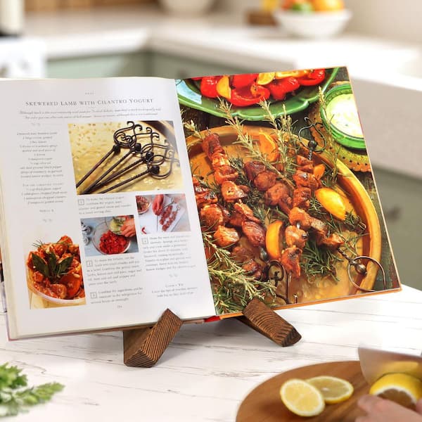 Esepony 8.5 in. x 6.5 in. Wooden Cookbook Stand and Recipe Holder with ...