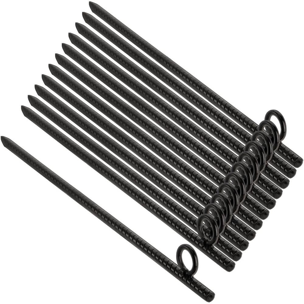 Laybus 12-Packs 17 in. Black Ground Anchor Heavy Duty Steel Rebar ...