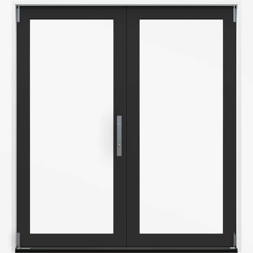 JELD-WEN 60 in. x 80 in. F4500 Left-Hand Folding Black/White Fiberglass ...