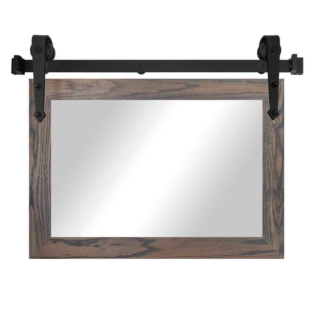 Rayne Mirrors (33 in. W x 30 in. H) Carbon Grey Ozark Hardwood Mirror ...