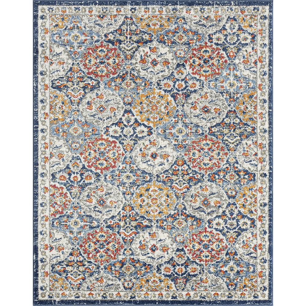 Tayse Rugs Chelsea Navy 7 ft. x 9 ft. Oriental Indoor Area Rug CHL1107 ...